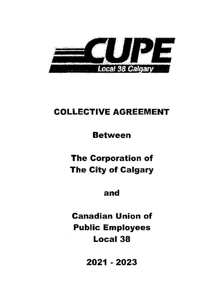 Fillable Online alberta cupe COLLECTIVE AGREEMENT Between The Corporation of The ... Fax Email ...