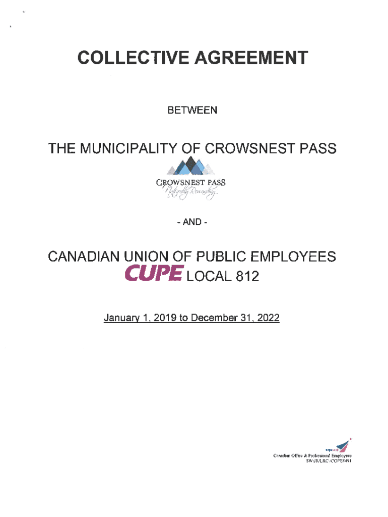 Fillable Online alberta cupe TABLE OF CONTENTS Article 1 PURPOSE OF AGREEMENT ... Fax Email ...