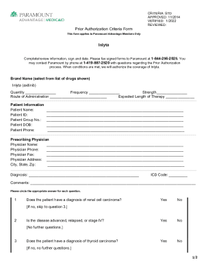 Fillable Online Prior Authorization Criteria Form Fax Email Print ...