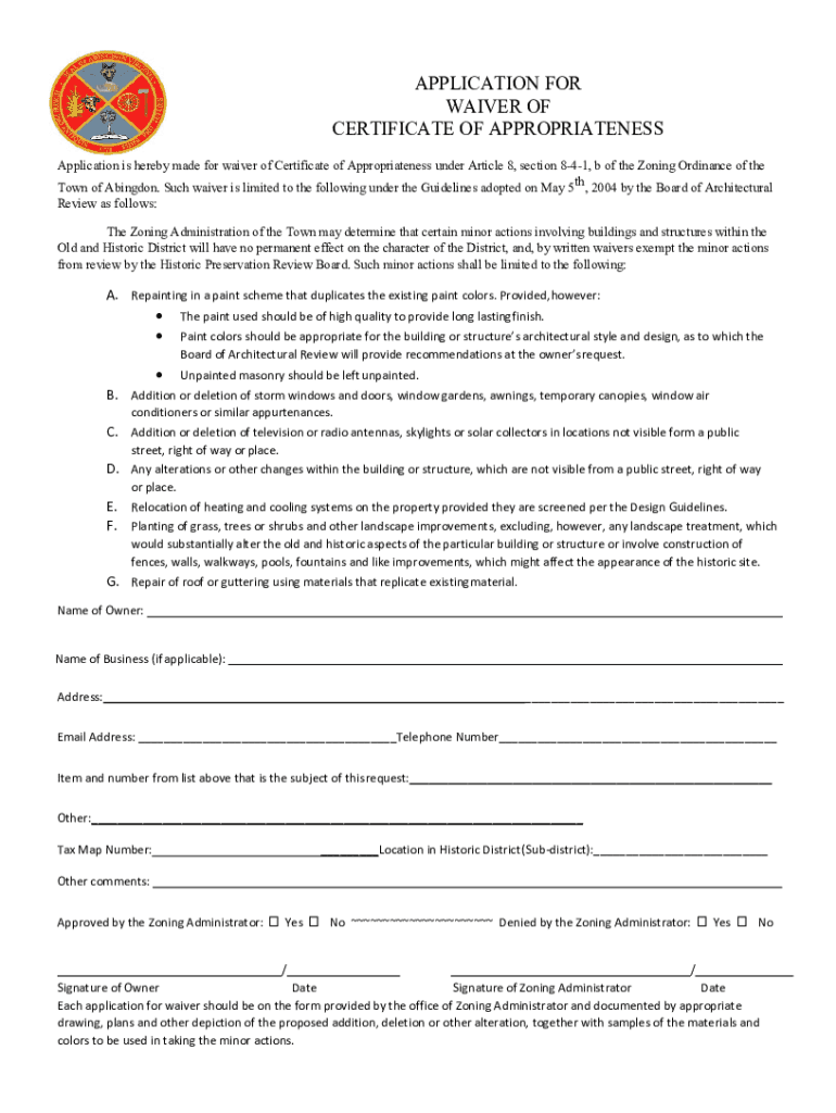 Fillable Online ARB Certificate of Appropriateness (PDF) - Southampton ...