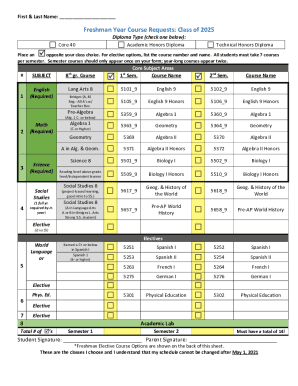 Fillable Online 2025 HS Freshman Scheduling Form Color.docx Fax Email ...