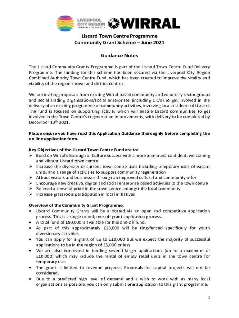 Fillable Online Liscard Town Centre Programme Community Grant Scheme Fax Email Print - pdfFiller
