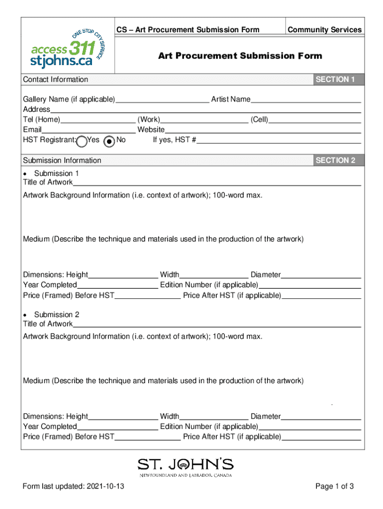 Fillable Online Art Procurement Submission Form. Art Procurement Submission Form Fax Email Print ...