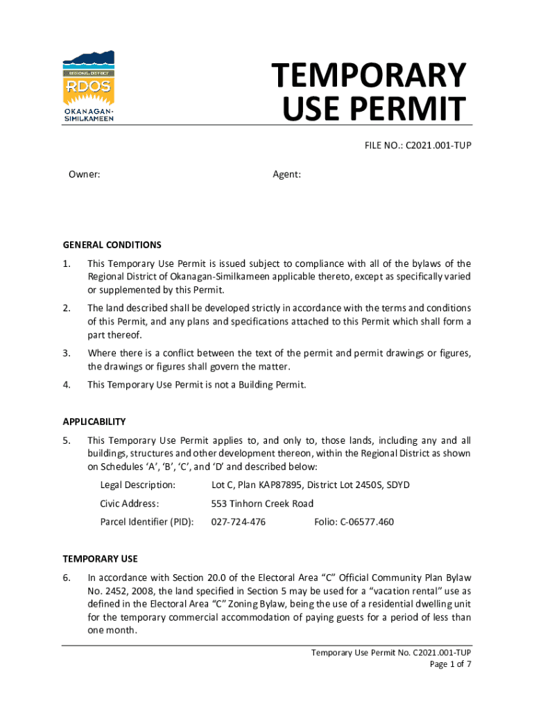 Fillable Online Application for Temporary Use Permit Fax Email Print - pdfFiller