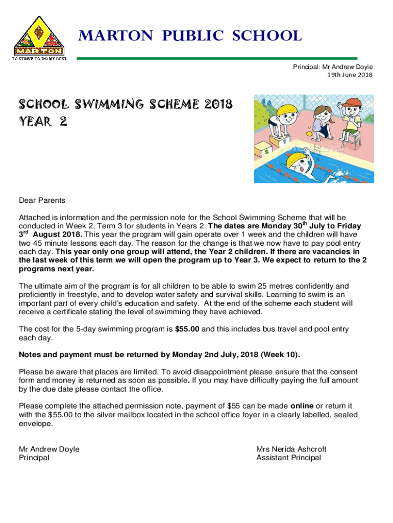 Fillable Online School swimming and water safety programConsent form ...