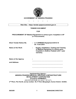 Fillable Online apmsidc ap nic 272 - eProcurement System Government of ...