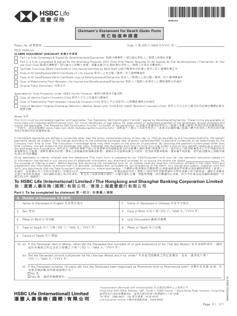 Fillable Online Document Checklist Deceased Claim - VCF.gov Fax Email ...