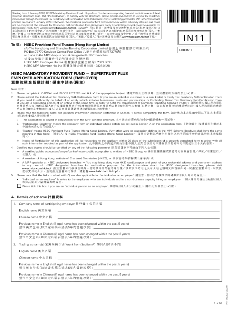 Fillable Online Mandatory Provident Fund Schemes and Occupational ...