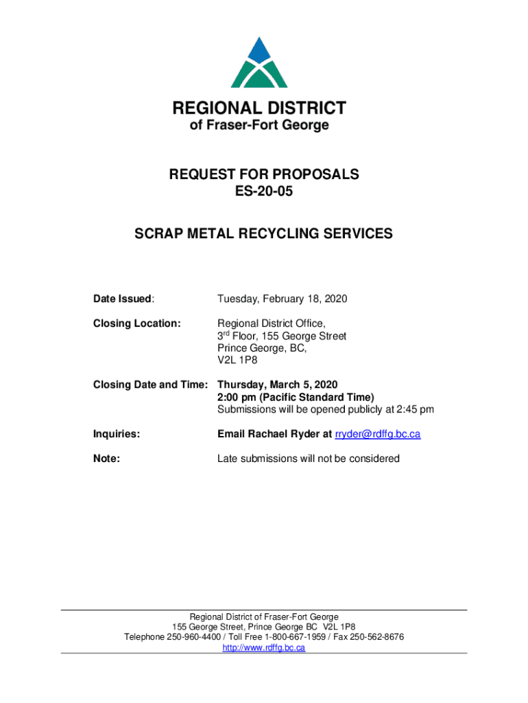 Fillable Online Addendum No. 1 Request for Proposals ES-20-05 Scrap ...