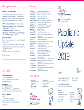 Fillable Online Paediatric Update 2019 - Sydney Children's Hospitals ...