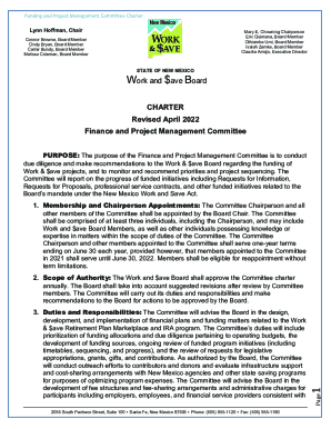 Fillable Online Funding and Project Management Committee Charter Fax ...