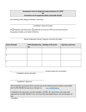 Fillable Online Nomination Form for Employee Representatives for ...