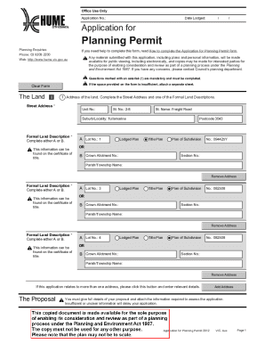 Fillable Online Submit a Building or Planning Application - Hume City Council Fax Email Print ...