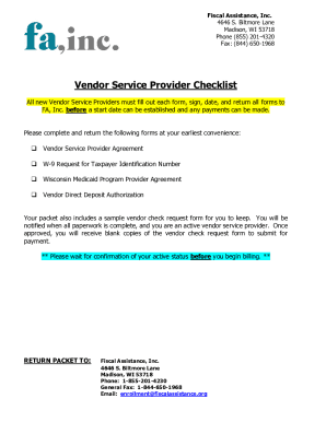 Fillable Online Vendor Service Provider Checklist - Amazon AWS Fax ...