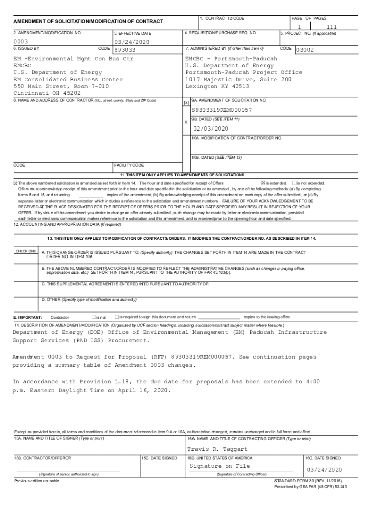 Fillable Online DOE Issues Request For Proposal for the Paducah ... Fax ...