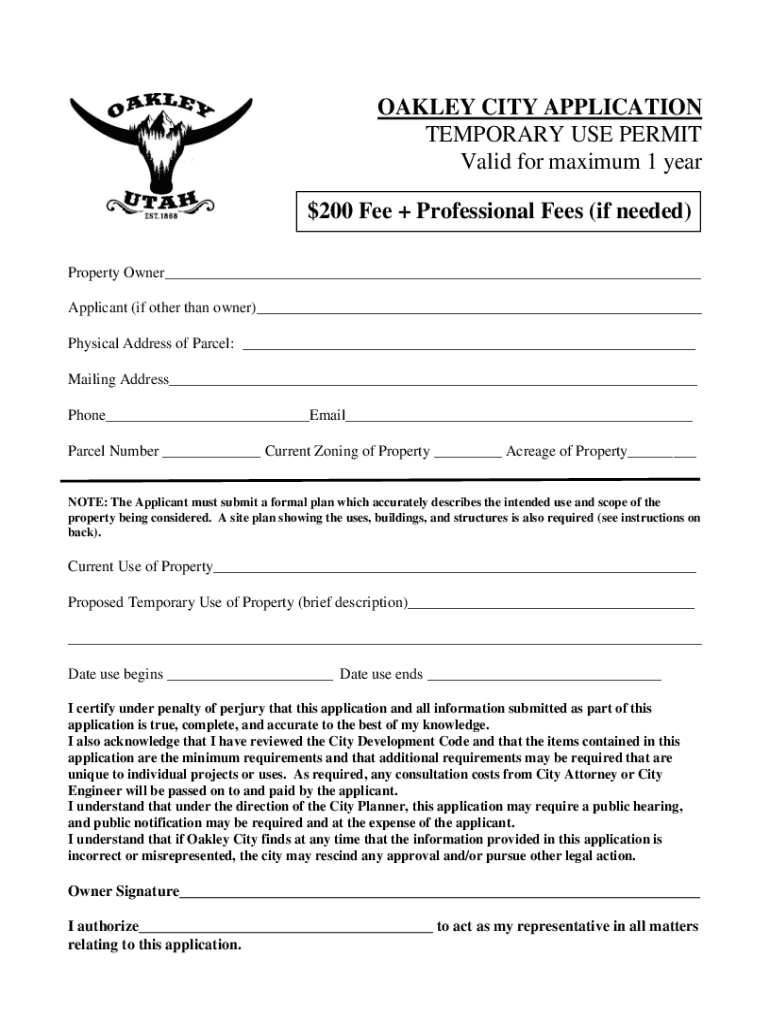 Fillable Online Temporary Use Permit (Regulations and Application) Fax Email Print - pdfFiller