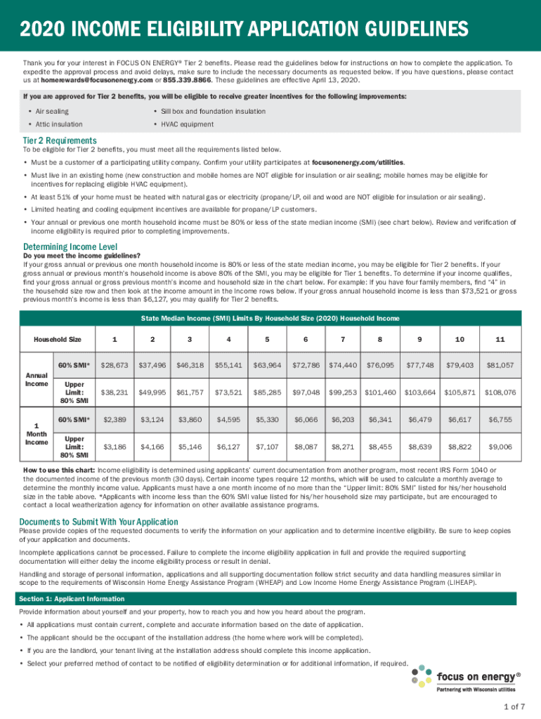 Fillable Online INCOME ELIGIBILITY APPLICATION GUIDELINES Fax Email ...
