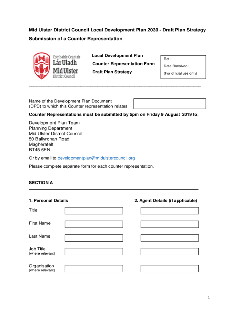 Fillable Online Draft Plan Strategy Submission of a Counter ...