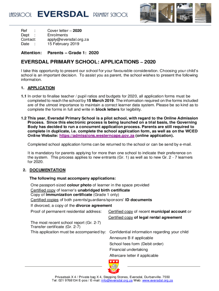 Fillable Online 2-APPLICATION-FORM-2020.pdf - Eversdal Primary School ...
