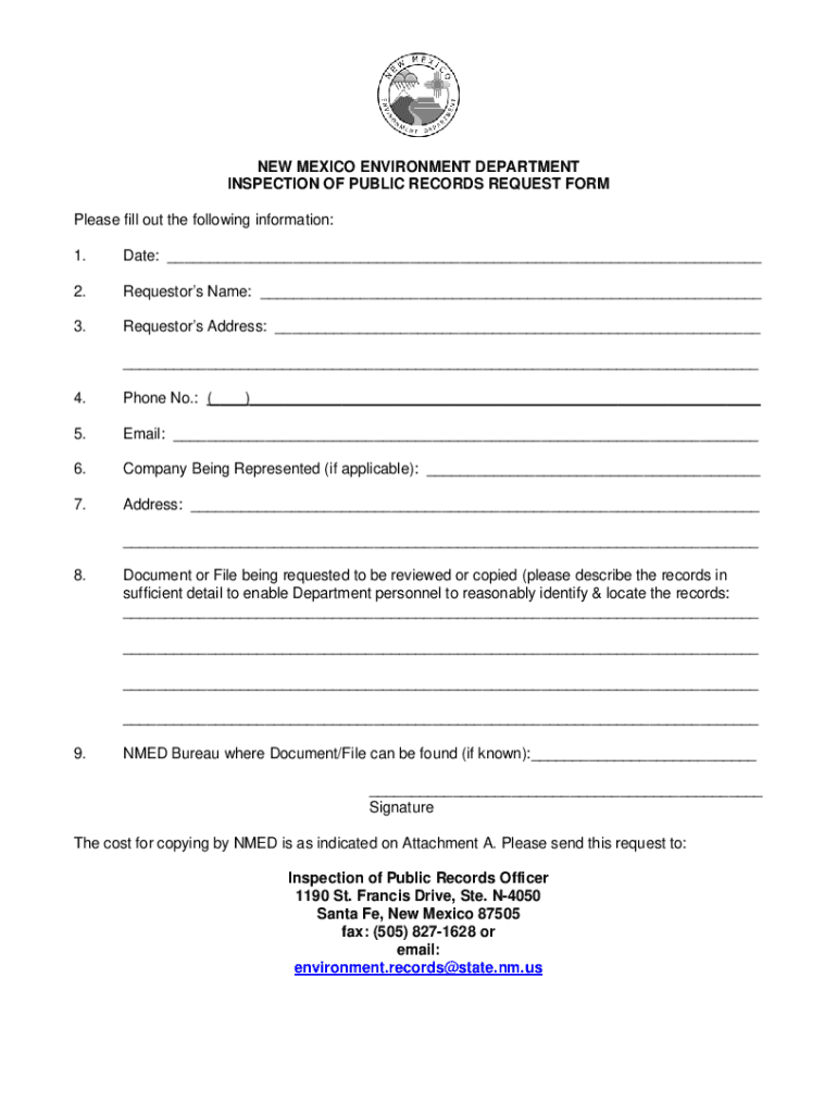 Fillable Online Inspection of Public Records Request Form Fax Email Print - pdfFiller