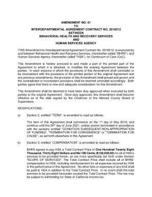 Fillable Online web2 co merced ca Amendment No. 01 to Interdepartmental Agreement Contract ...