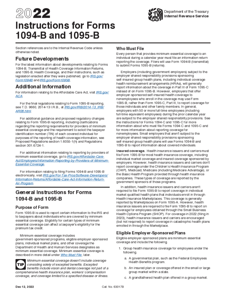 Fillable Online How to File forms 1094-B and 1095-B for the ...