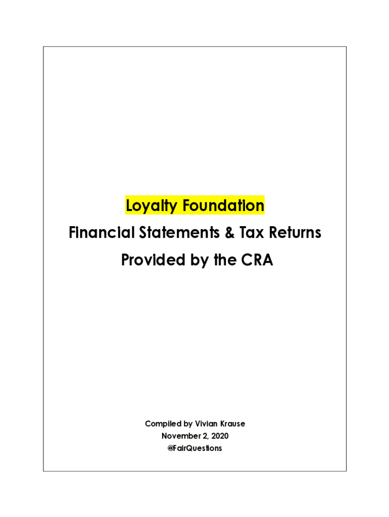 Fillable Online Loyalty Foundation Financial Statements & Tax Returns ... Fax Email Print ...