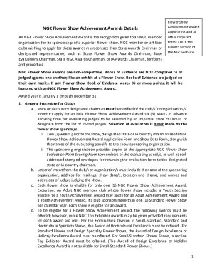 Fillable Online ngc flower show achievement award check list - FGCNYS ...
