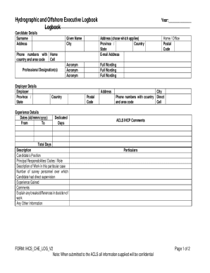 Fillable Online Hydrographic and Offshore Executive Logbook Fax Email ...