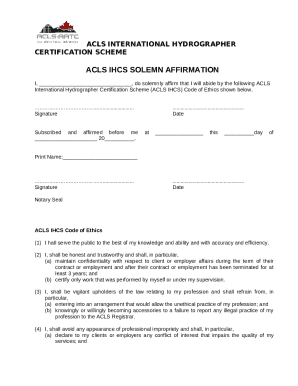 acls ihcs solemn affirmation Doc Template | pdfFiller
