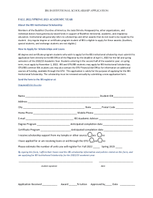 Fillable Online IBS Institutional Scholarship Application Fax Email ...