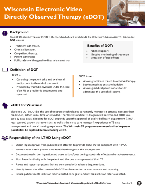 Fillable Online dhs wisconsin Directly Observed Therapy (DOT) for the ...