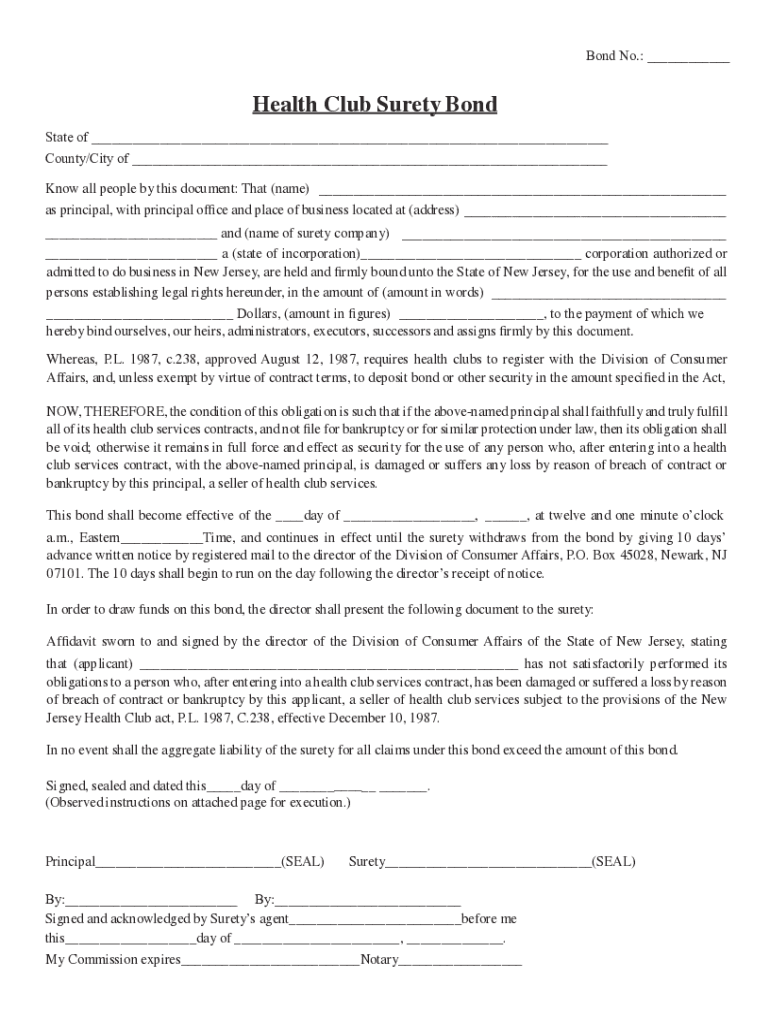 Fillable Online SURETY BONDSAMPLE FORM BOND ISSUING COMPANY Fax Email ...