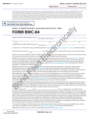 Fillable Online FMCSA Form BMC-84 Fax Email Print - pdfFiller