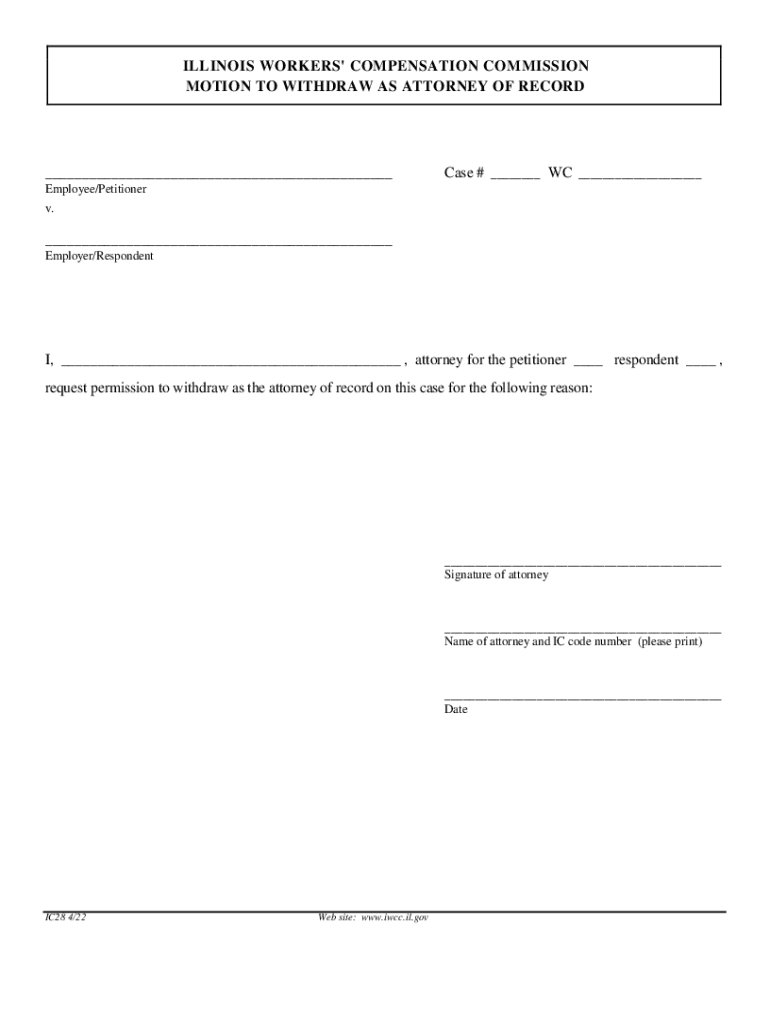 Fillable Online www2 illinois IC28 Motion to Withdraw as Attorney of ...