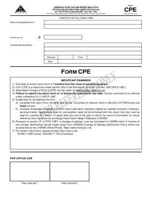Fillable Online MALAYSIA PETROLEUM INCOME TAX FORM Fax Email Print ...