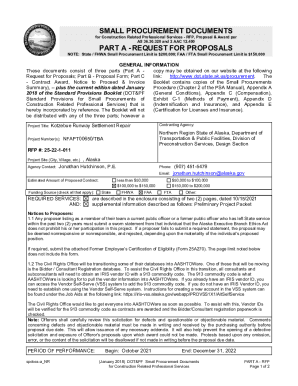 Fillable Online dot alaska NOTE: State / FHWA Small Procurement Limit is $200,000; FAA / FTA ...