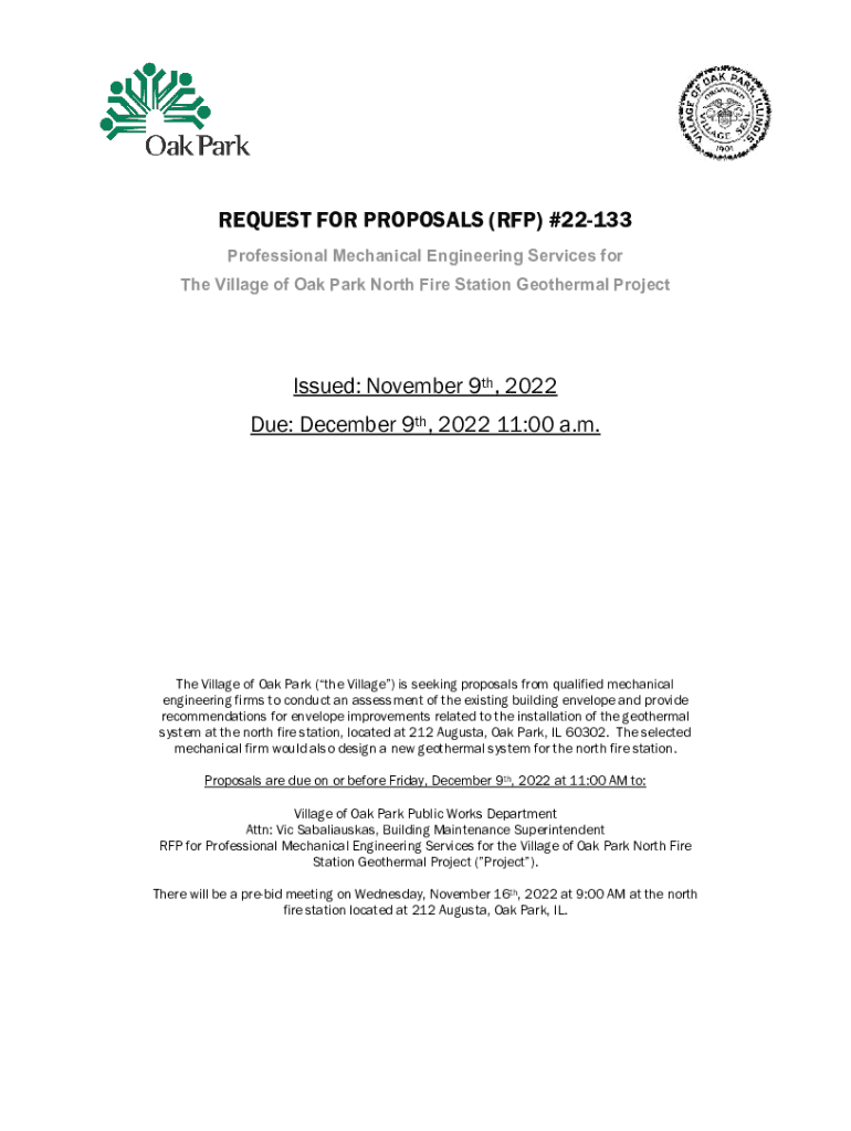 Fillable Online REQUEST FOR PROPOSALS (RFP) #22-133 Issued Fax Email Print - pdfFiller