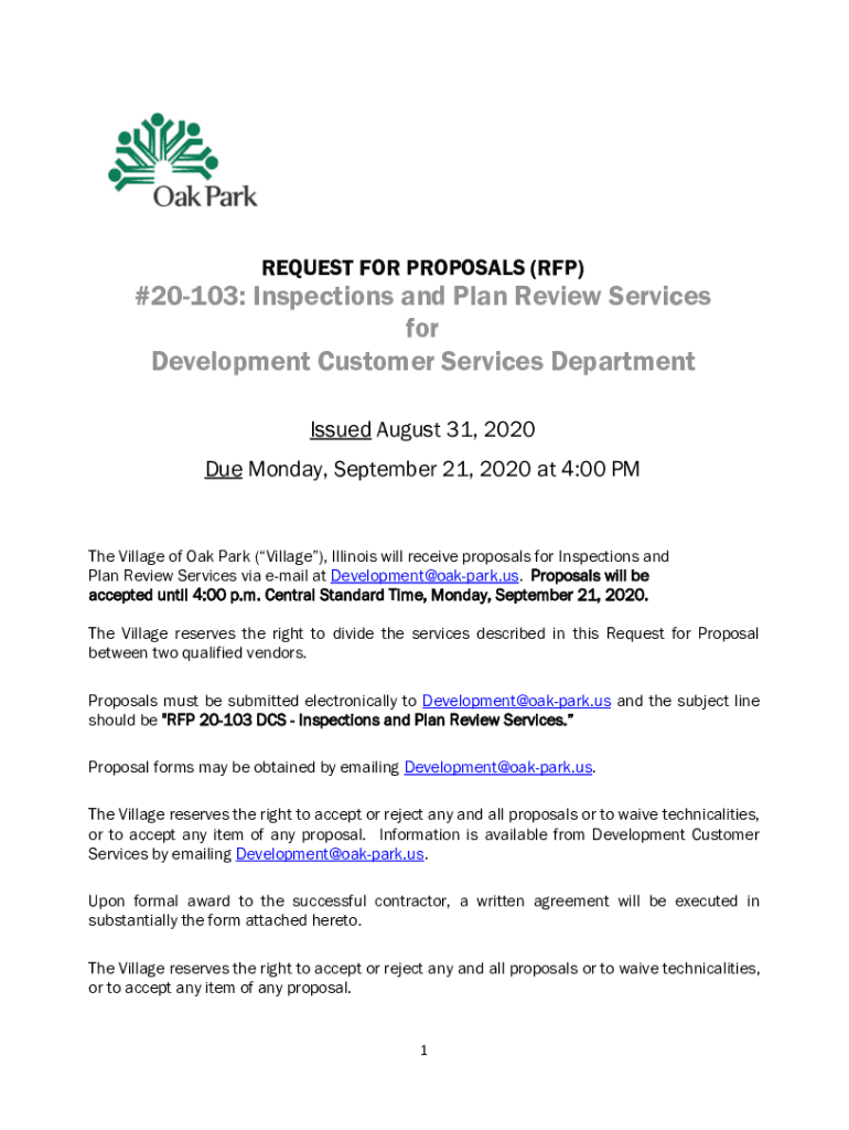 Fillable Online #20-103: Inspections and Plan Review Services for ... Fax Email Print - pdfFiller