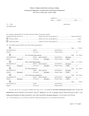 Fillable Online PROXY FORM B (SPECIFIC DETAILS FORM) - GUNKUL ... Fax Email Print - pdfFiller