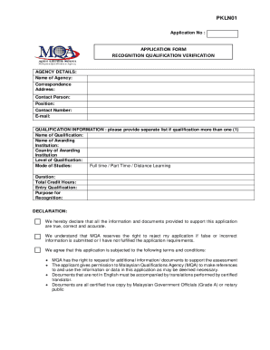Fillable Online APPLICATION FORM RECOGNITION QUALIFICATION ... Fax ...