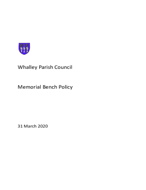 Fillable Online Whalley Parish Council Memorial Bench Policy Fax Email ...