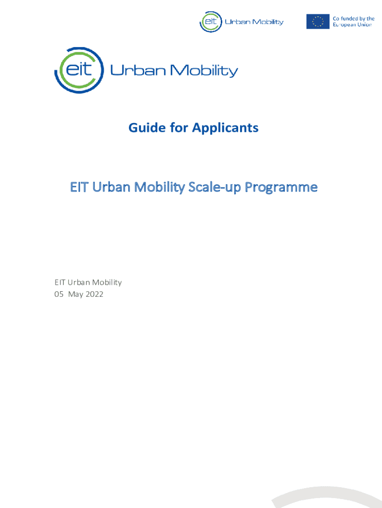 Fillable Online Guide for Applicants EIT Urban Mobility Scale-up Programme Fax Email Print ...