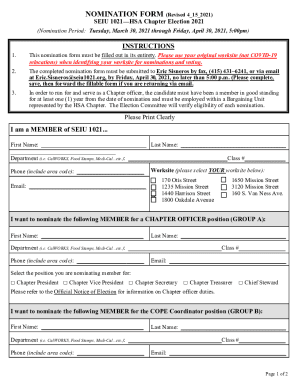 Fillable Online NOMINATION FORM (Revised 4152021) Fax Email Print - pdfFiller