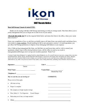 Fillable Online UNIT Vacate Notice.docx Fax Email Print - pdfFiller