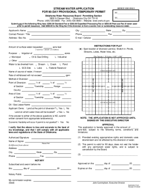 Fillable Online stream water application for 90-day provisional ...
