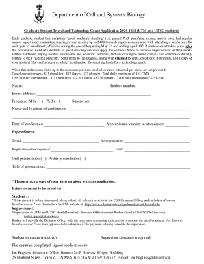 Fillable Online CSB Travel Grant Form2020-21 UTMUTSC Fax Email Print ...