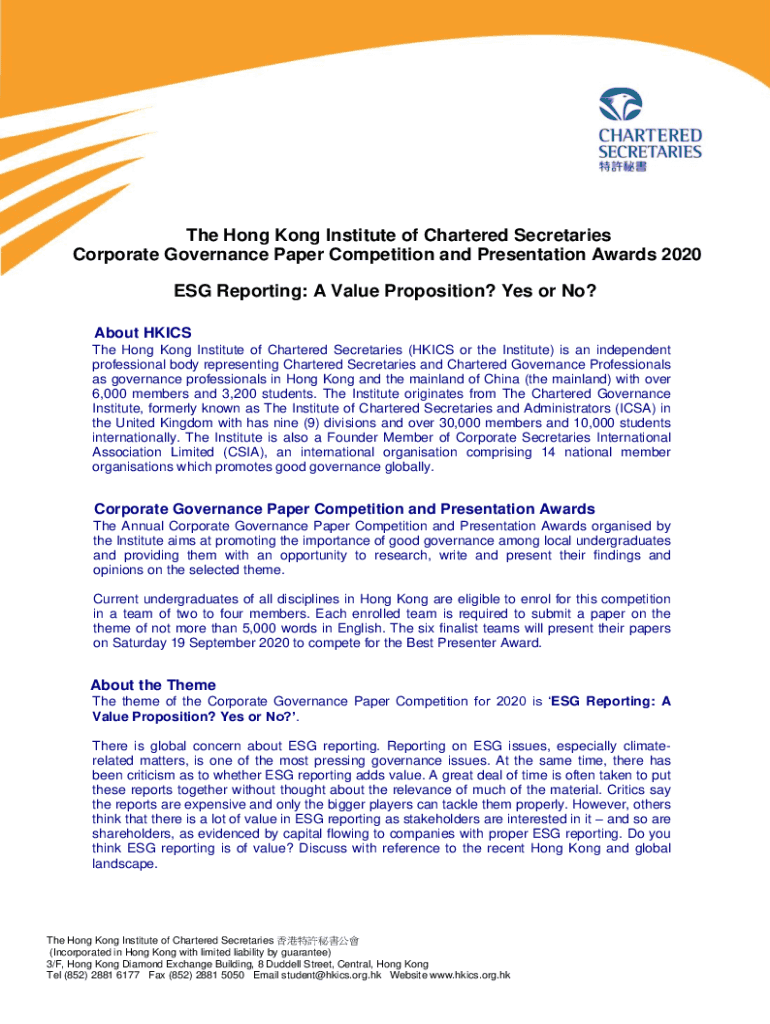 Fillable Online Corporate Governance Paper Competition and Presentation ...