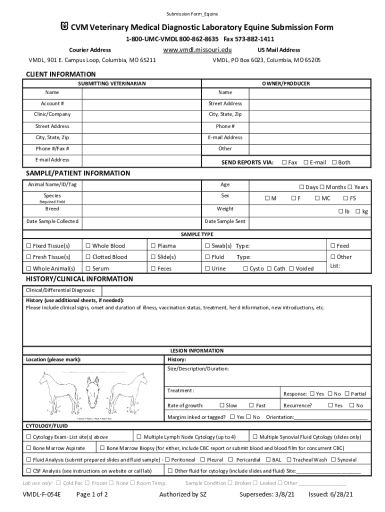 Fillable Online vmdl missouri Veterinary Medical Diagnostic Laboratory ...
