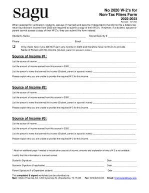 Fillable Online No 2020 W-2's for Non-Tax Filers Form - SAGU Fax Email ...